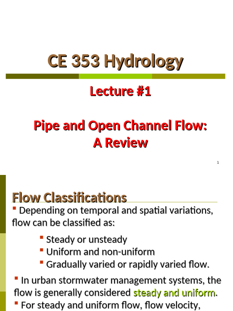 Lecture - 1-Open Channel Flow | PDF | Soft Matter | Hydrology