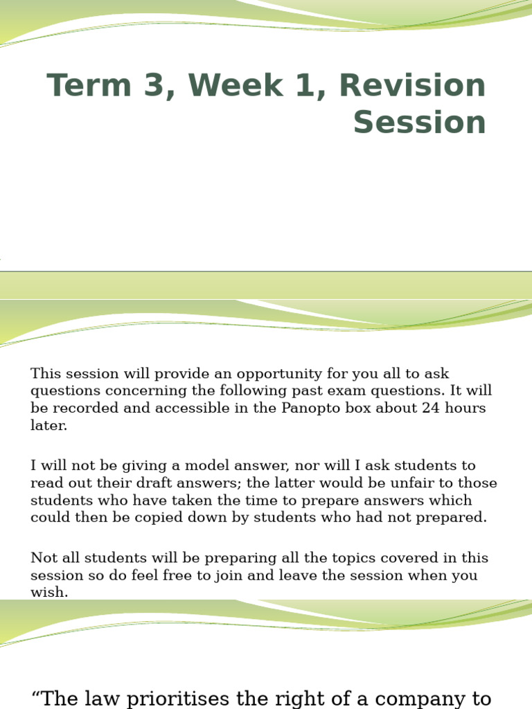Revision Session in Term 3, Week 1 | PDF