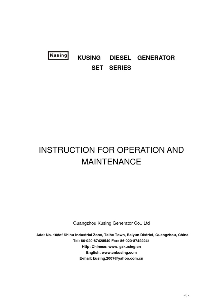 Instruction For Operation and Maintenance | PDF | Battery (Electricity ...