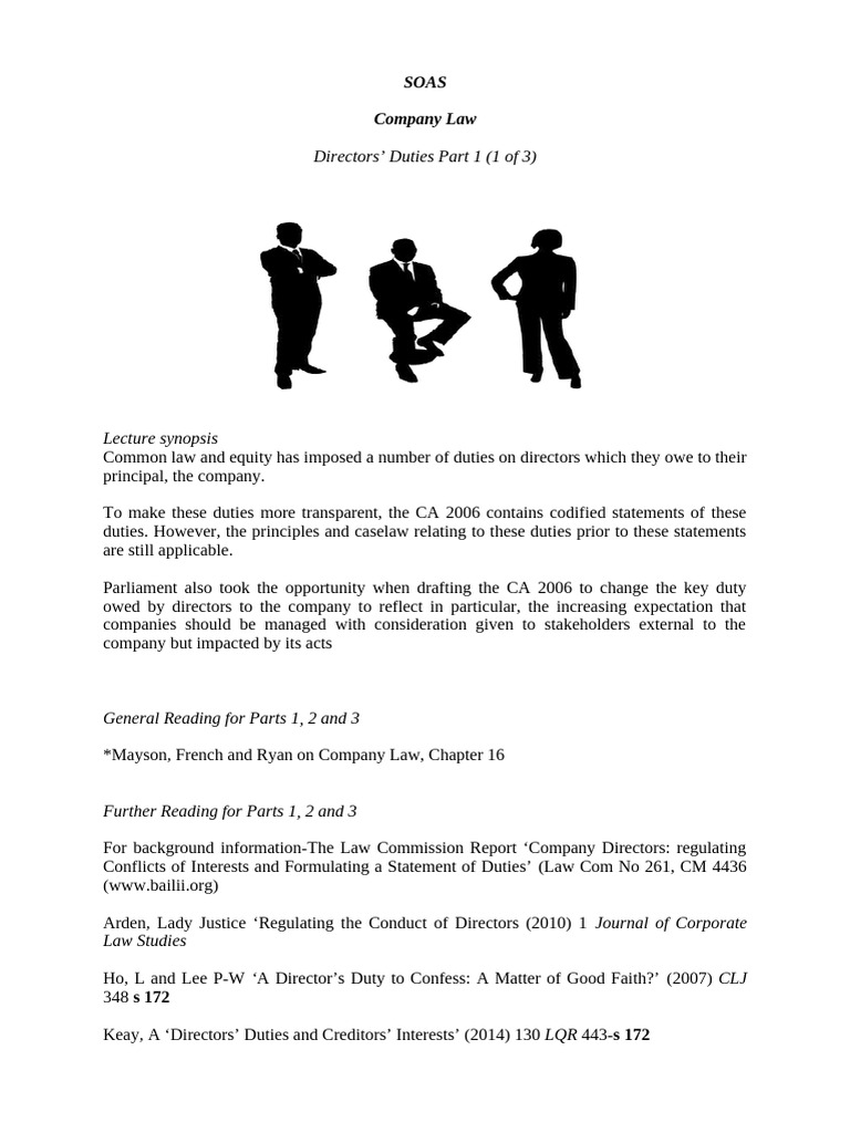 Directors' Duties Under CA 2006 | PDF | Fiduciary | Board Of Directors
