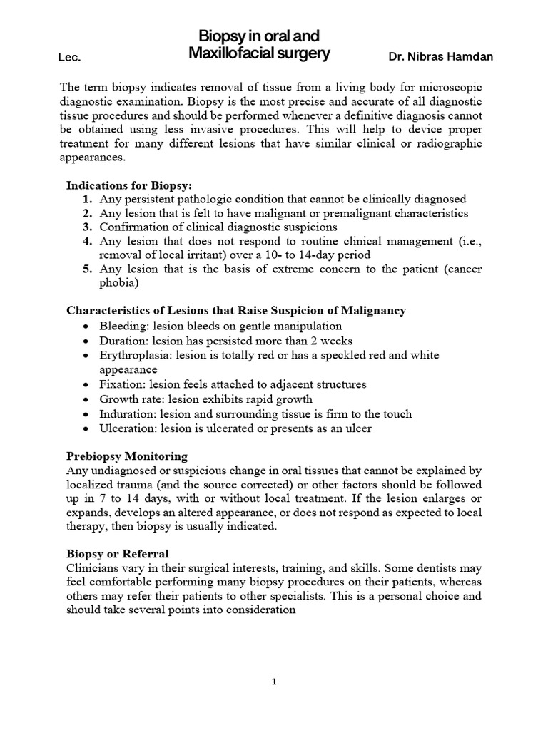Understanding Biopsy Procedures and Indications | PDF | Biopsy | Pathology