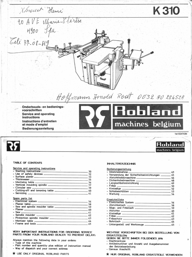 Robland K310 Manual en | PDF
