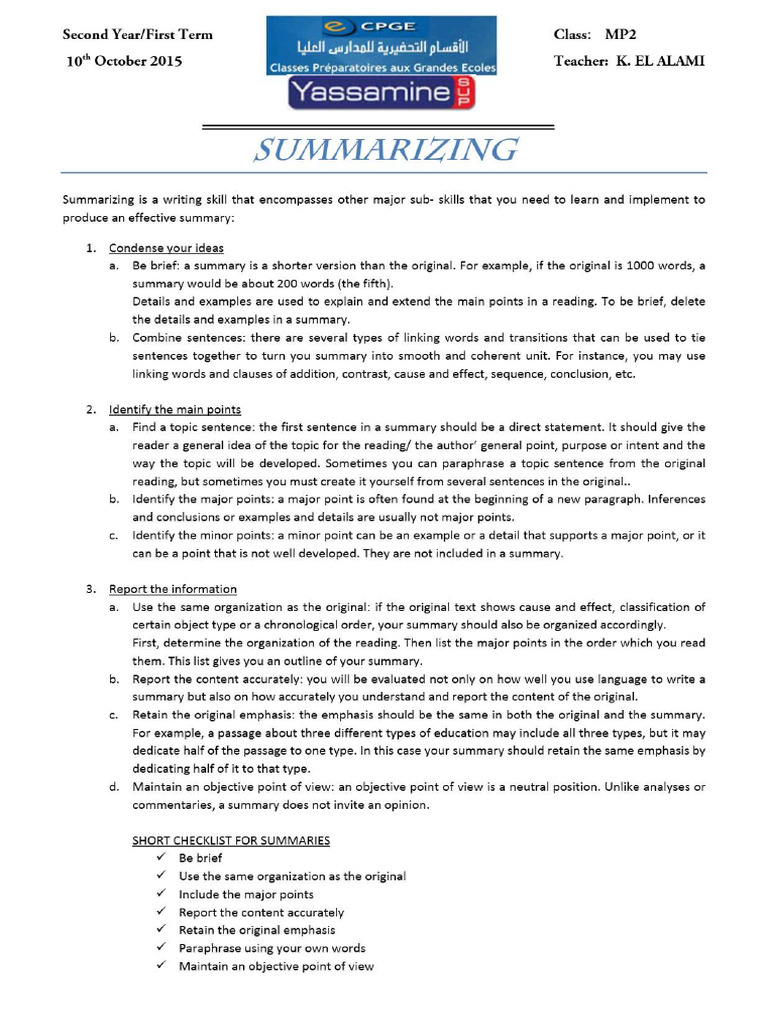 Summarizing | PDF