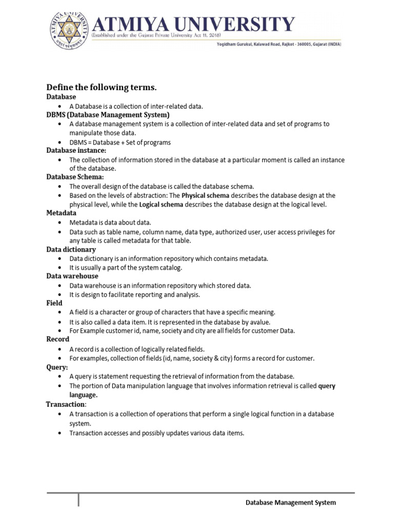 1 DBMS - Unit - 1 - Introduction To Database Systems and ER Model | PDF | Databases | Database ...