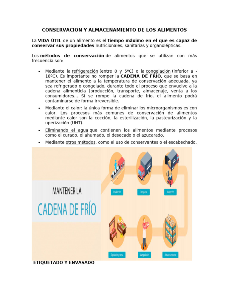 Conservacion y Almacenamiento de Los Alimentos | PDF | Alimentos ...