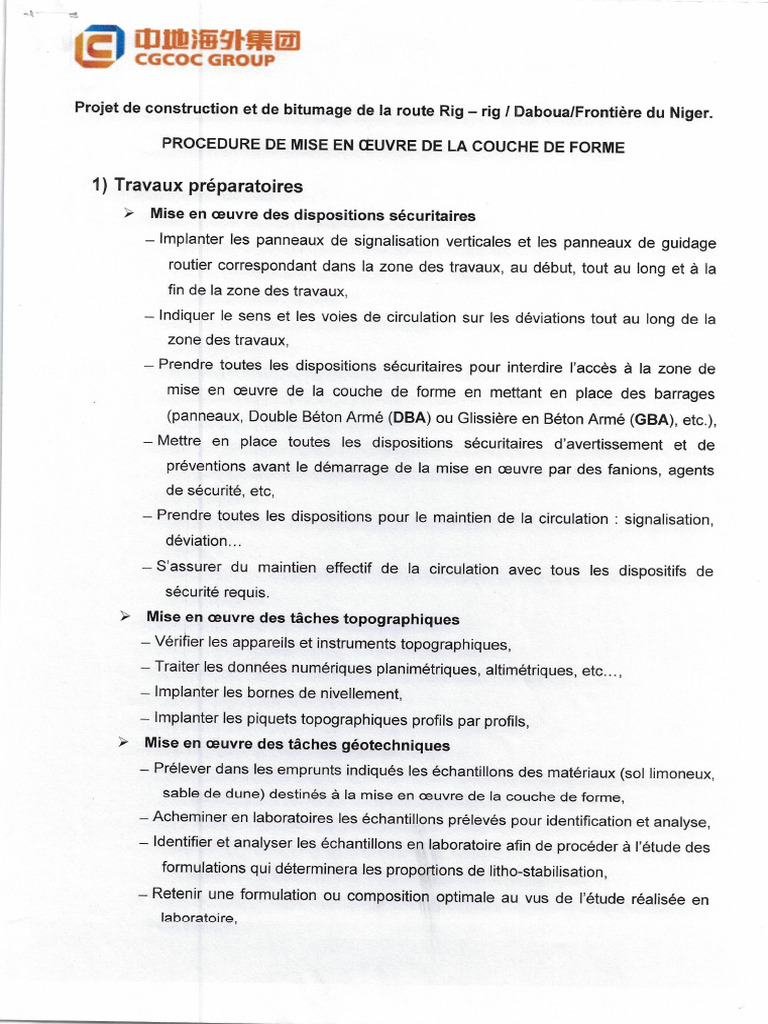 1-Procédure de Mise en Oeuvre Couche de Forme RIG RIG | PDF