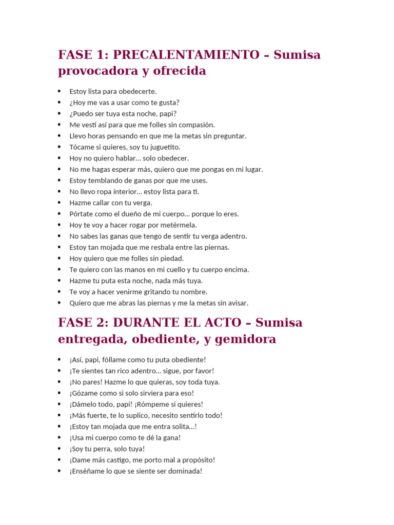 Guía de Frases Sucias - Sumisa | PDF