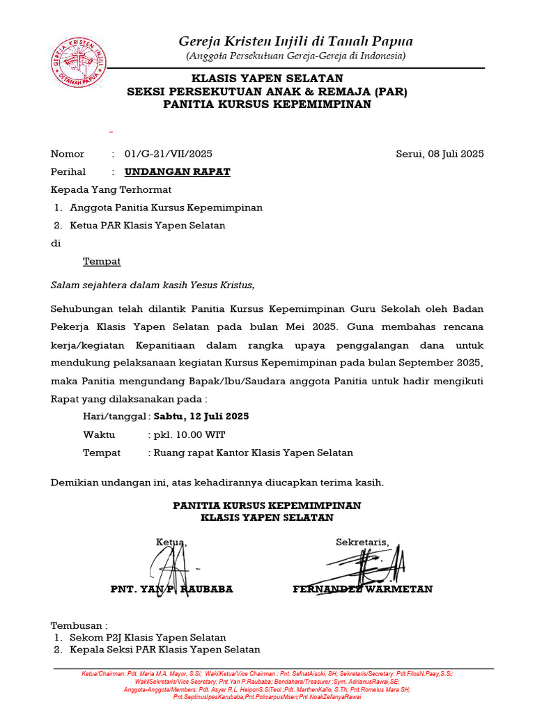 Undangan Rapat Panitia Kursus | PDF