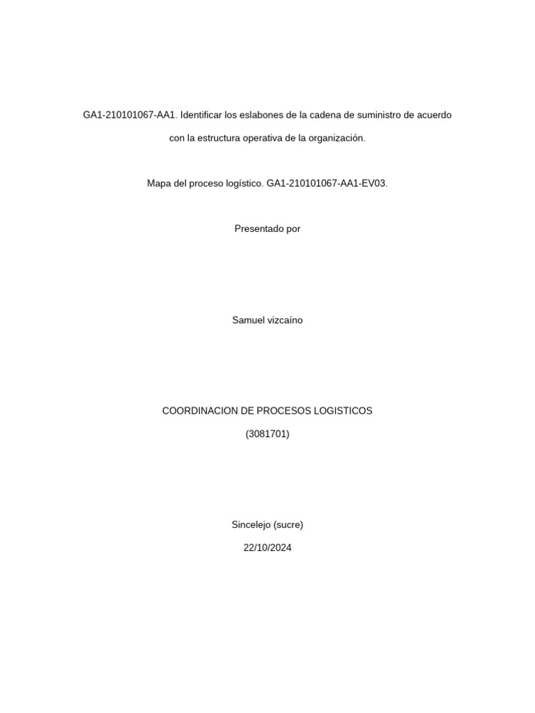 Mapa Del Proceso Logístico. GA1-210101067-AA1-EV03. | PDF