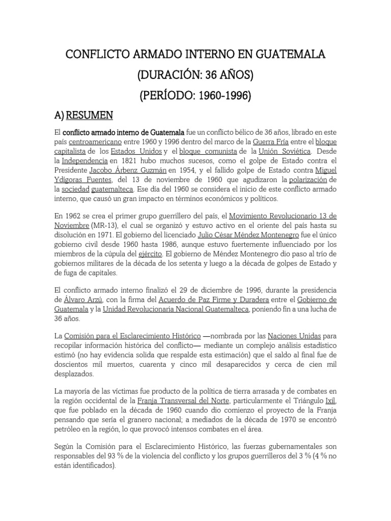 Conflicto armado en Guatemala (1960-1996) | PDF | Guatemala