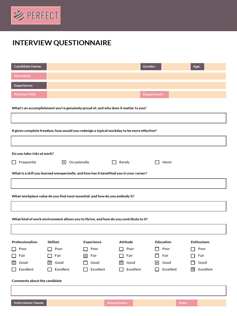 Interview Questionnaire Template | PDF | Mindset | Collaboration