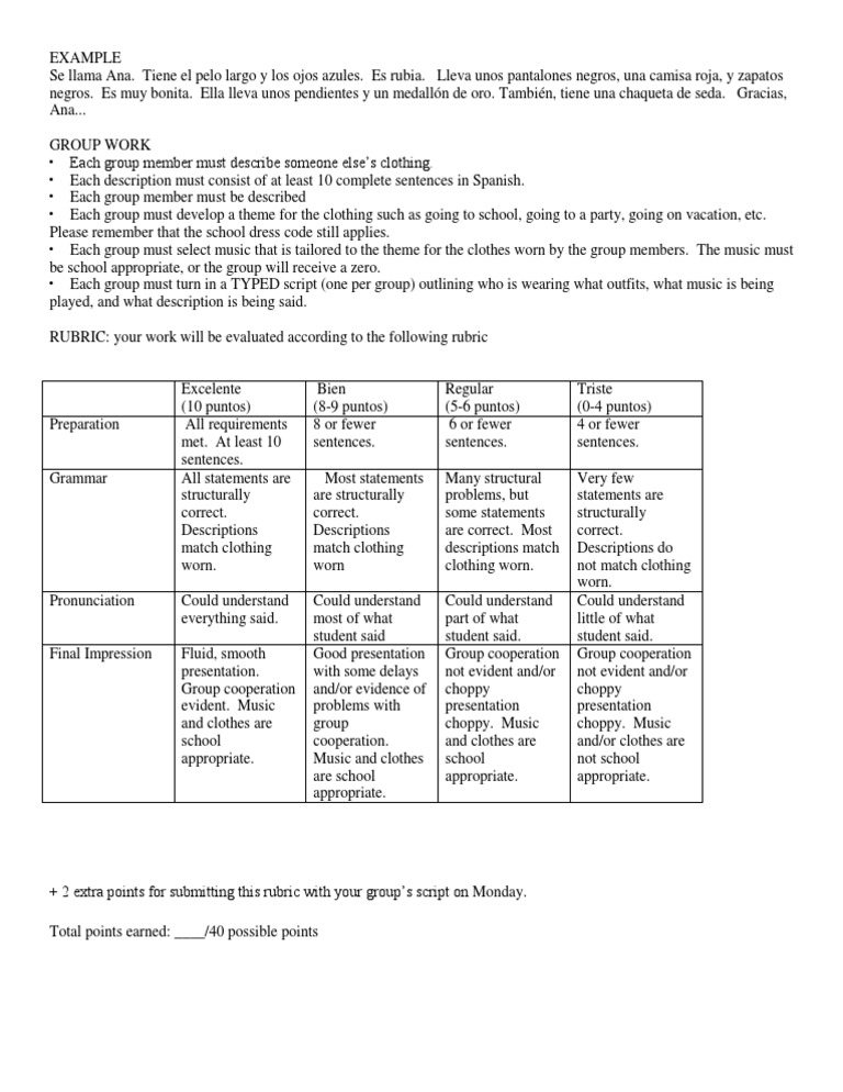 Fashion Show Rubric | PDF
