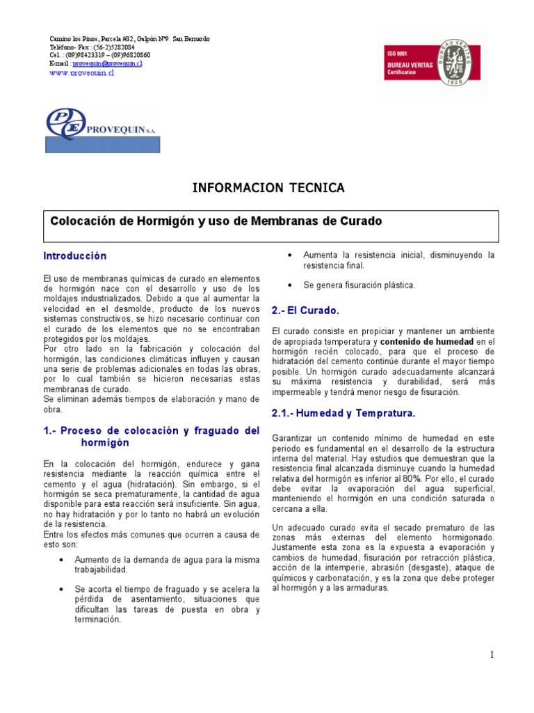 Uso de Membranas de Curado en Hormigón | PDF | Humedad | Agua