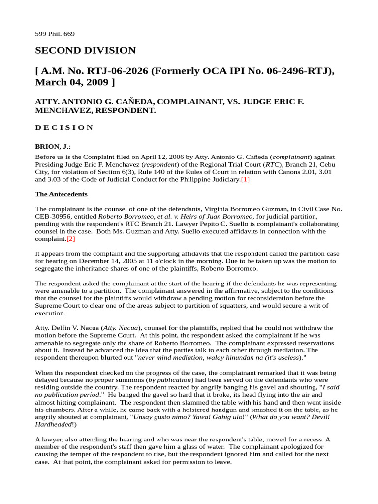 Judge Menchavez Misconduct Case Analysis | PDF | Judge | Complaint