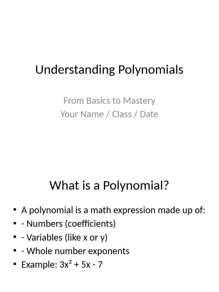Polynomials Lesson Presentation | PDF