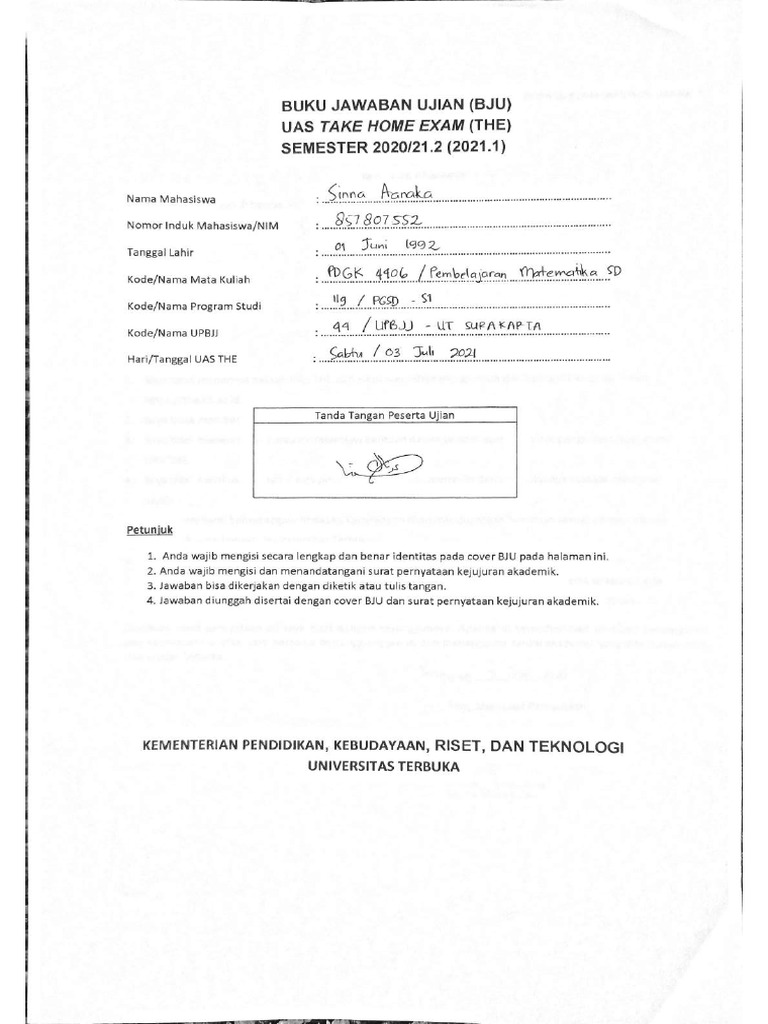 Uas The - Pend. MTK - Sinna Aanaka - 857807552-Compressed | PDF