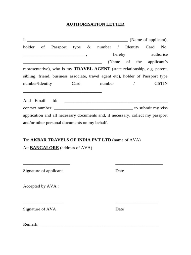 Japan Visa Authorization Letter Template | PDF