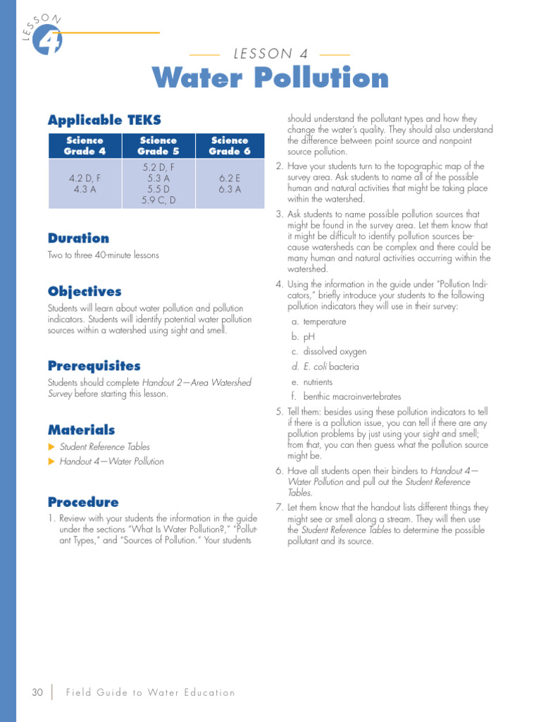 Water Pollution Education for Grades 4-6 | PDF | Eutrophication ...
