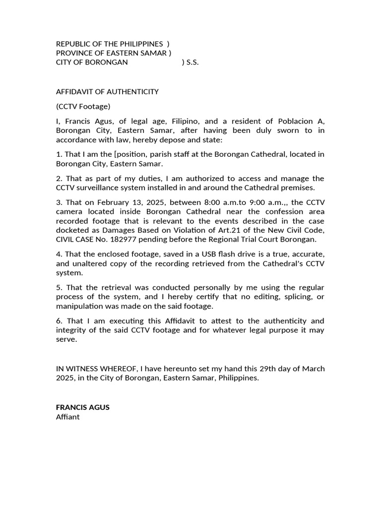 Affidavit of Authenticity | PDF