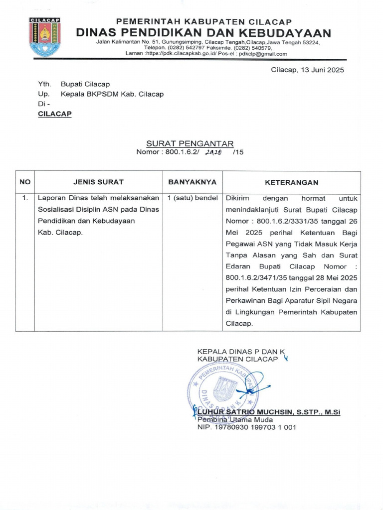 Laporan Dinas Sosialisasi Disiplin Asn 12 Juni 2025 | PDF