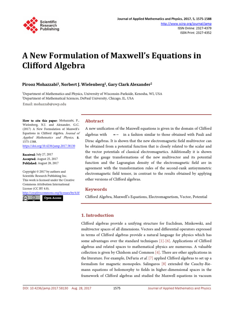 Clifford Inner and Outer Product | PDF | Maxwell's Equations | Gauge Theory