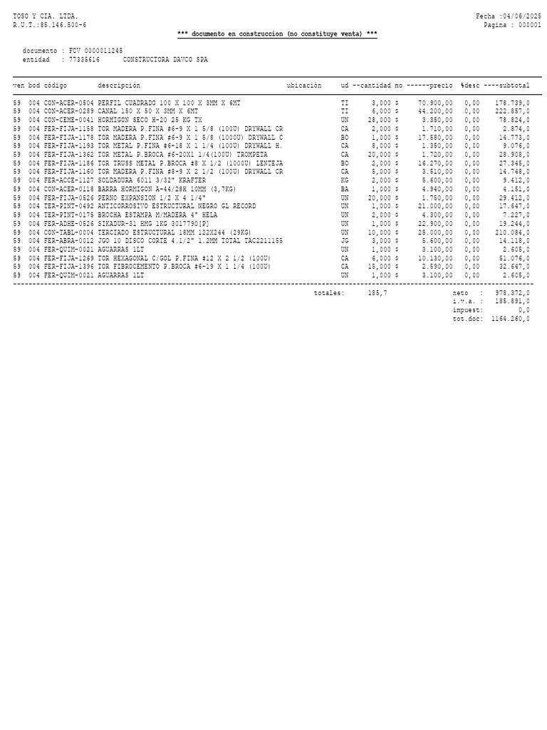 Cotizacion 030625 Davco | PDF