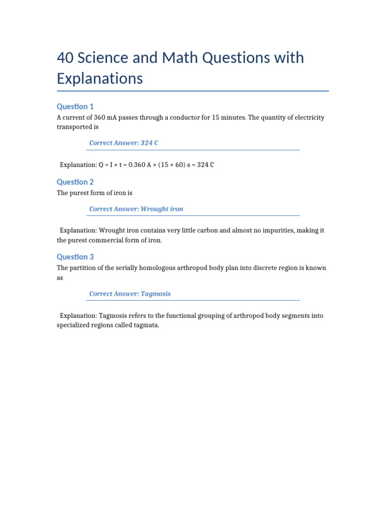 40 Questions With Explanations | PDF