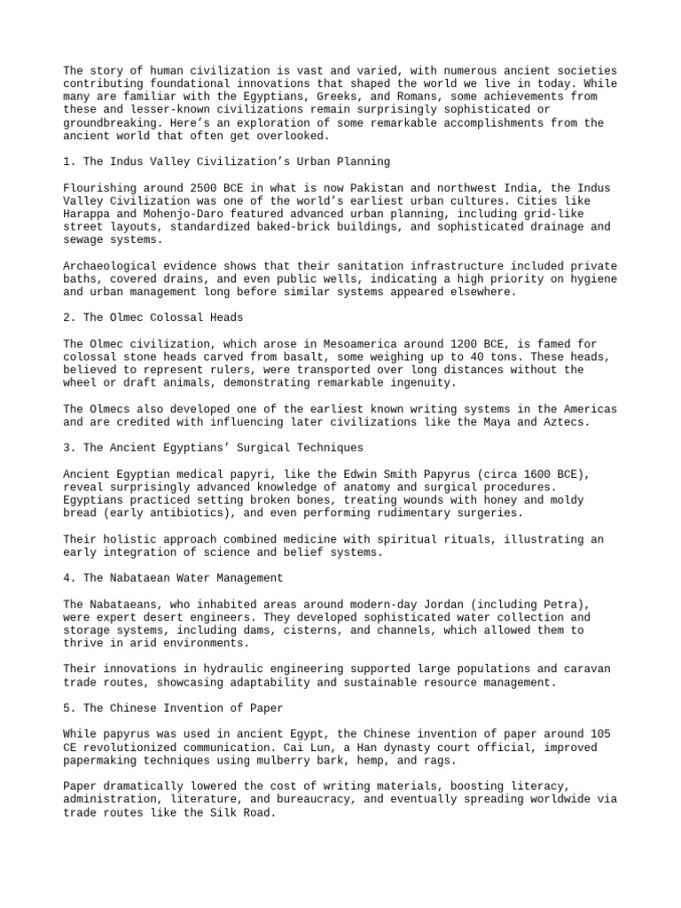 Ancient Civilizations and Their Surprising Achievements | PDF | Ancient ...