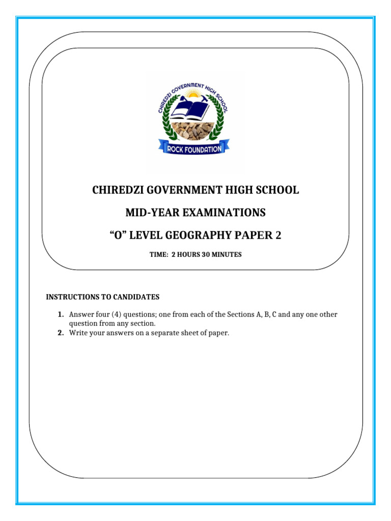 Geography Form 4 Cover Pages End of Term 1 2025 - 060216 | PDF