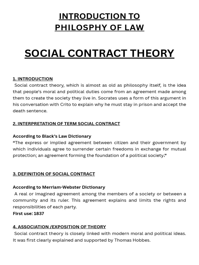 Social Contract Theory | PDF | Social Contract | Justice