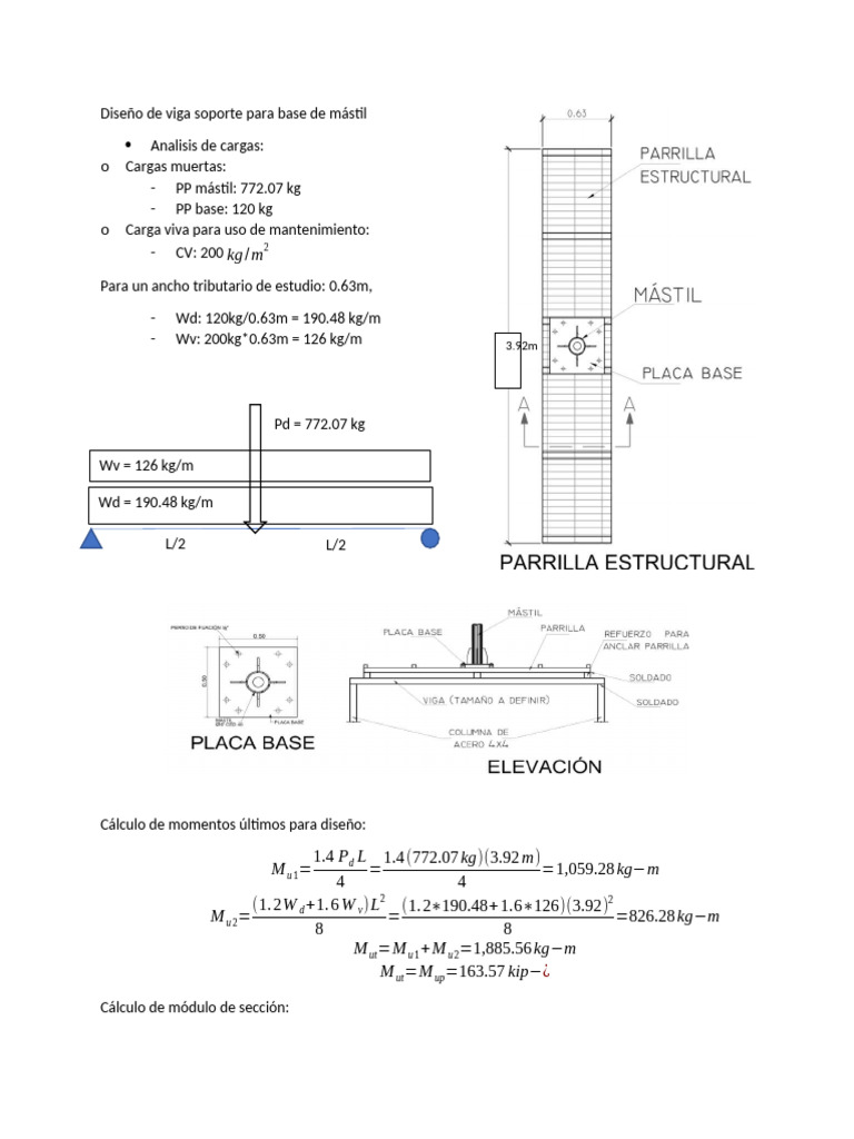 Diseño de viga para base de mástil | PDF | Ingeniería mecánica | Física ...
