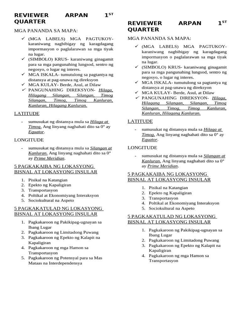 Reviewer Arpan 1st Quarter | PDF