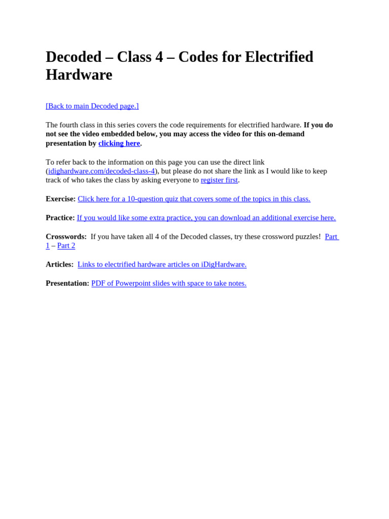Decoded 4 - Codes Electrical Hardware | PDF
