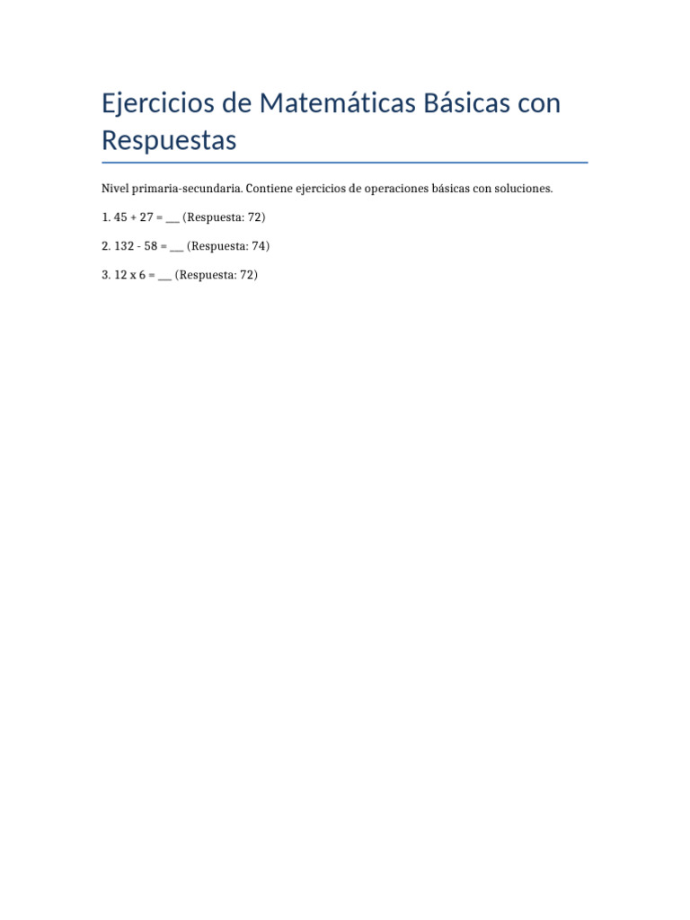 Ejercicios Matematicas Basicas | PDF