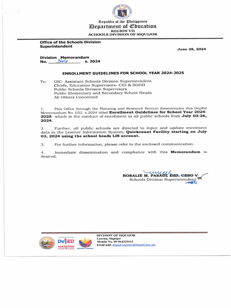 Guidelines Early Enrollment | PDF