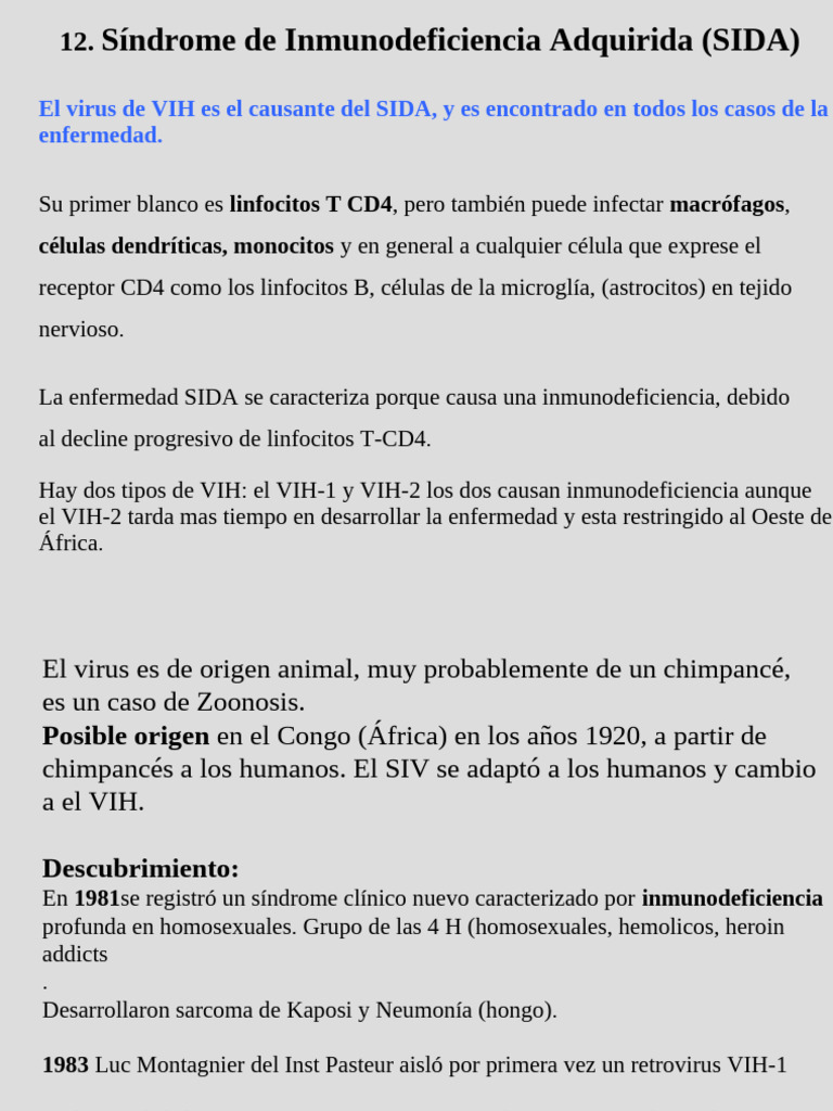 SIDA: Causas, Síntomas y Patogénesis | PDF | VIH | Virus