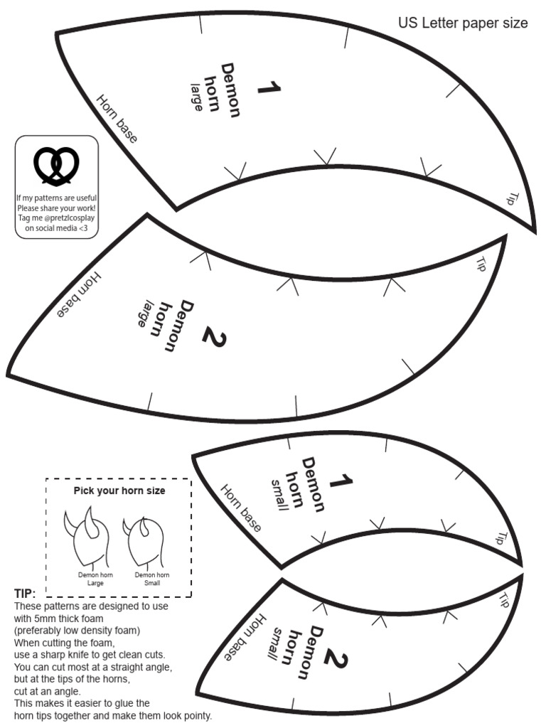 Demon Horn Patterns for Cosplay | PDF