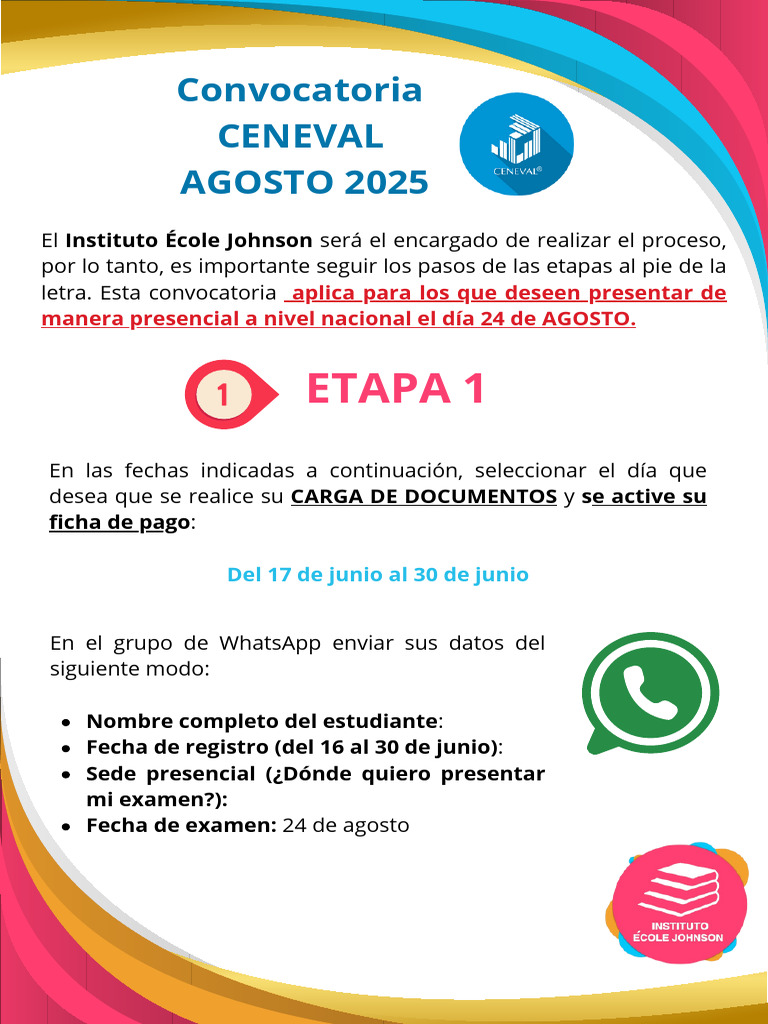 Convocatoria CENEVAL Agosto 2025 | PDF | Certificado de nacimiento