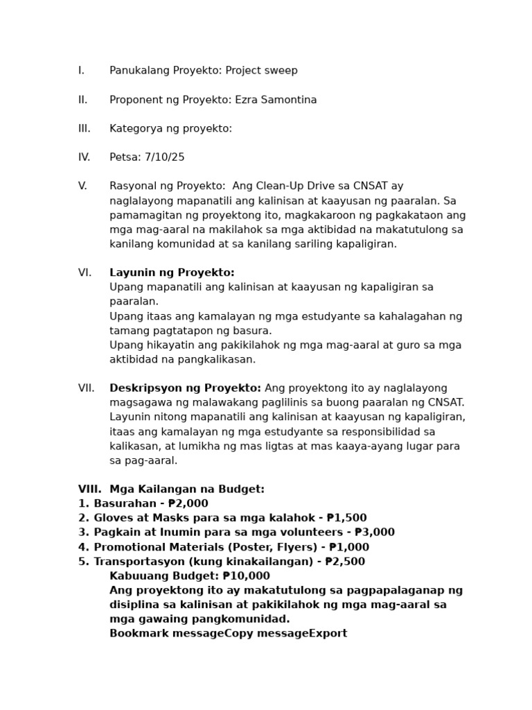 Samontina (Project Sweep) | PDF