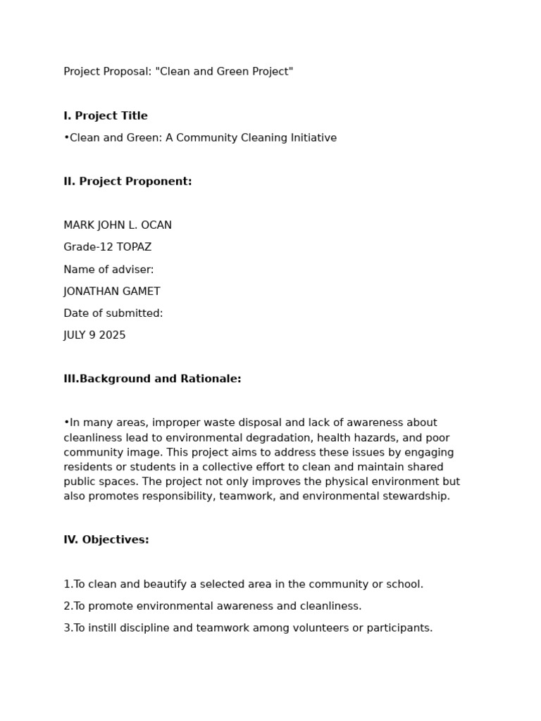 OCAN's Project Proposal | PDF | Waste | Waste Management