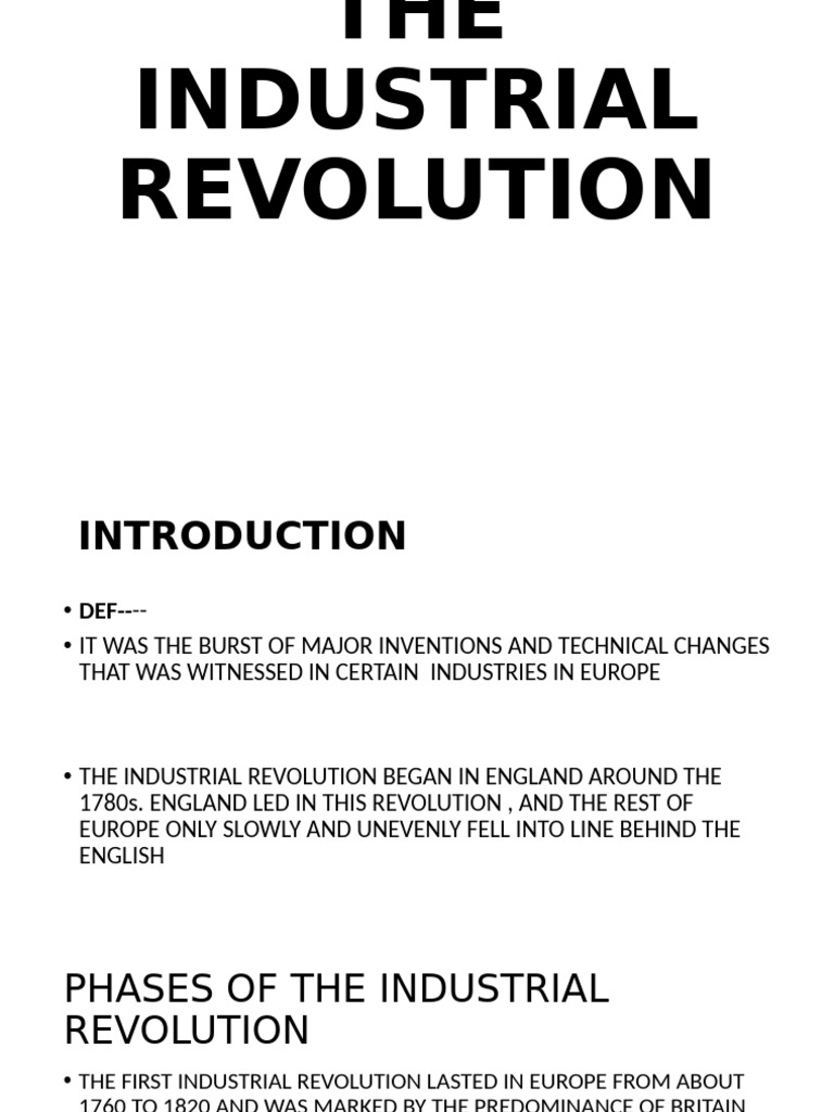 Overview of the Industrial Revolution | PDF | Industrial Revolution ...
