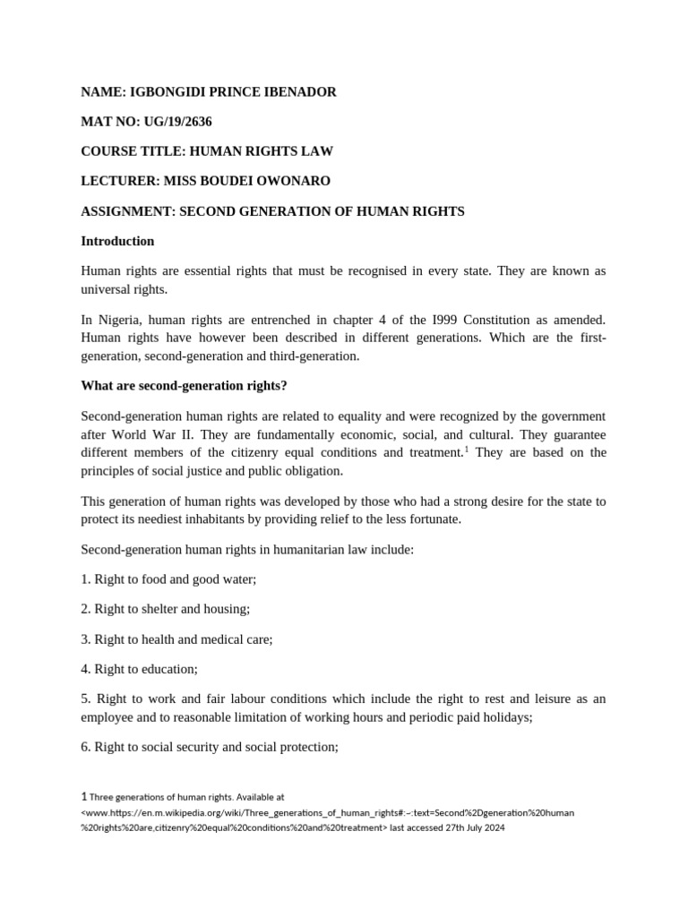Understanding Second-Generation Human Rights | PDF | Human Rights ...
