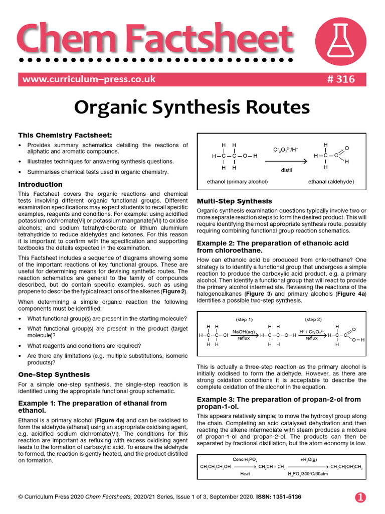 316 Organic Synthesis Routes 1 | PDF | Chemical Reactions | Organic ...