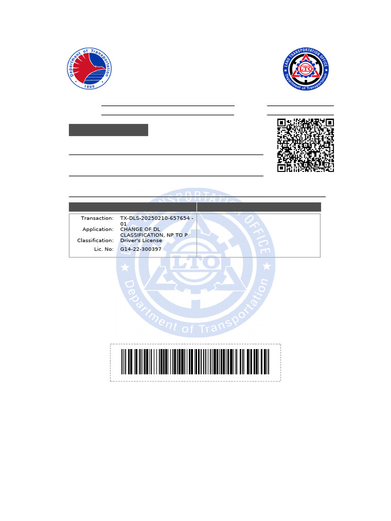 Official Receipt: Land Transportation Office | PDF