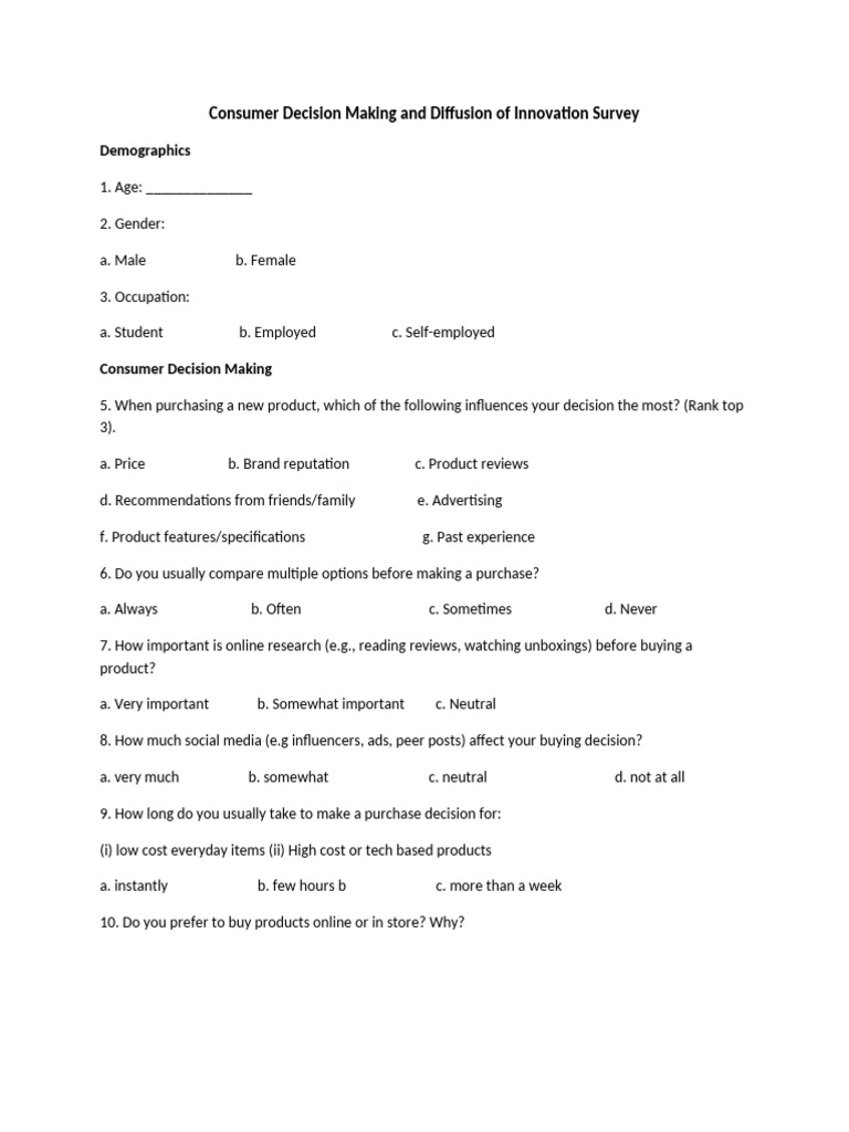 Decision Making Questions | PDF | Innovation | Brand
