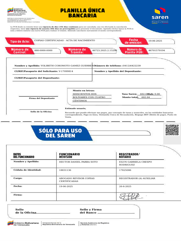 P.N Certificado Yolibeth | PDF | Venezuela | Certificado de nacimiento