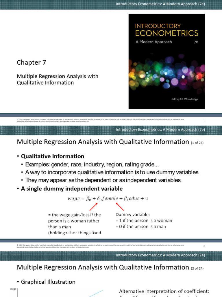 CH07 Wooldridge 7e PPT 2pp | PDF | Econometrics | Regression Analysis