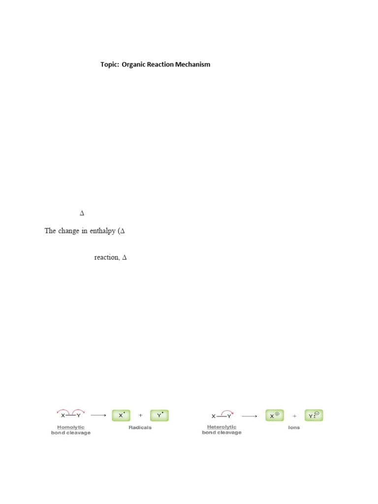 CHM 102 Organic Reaction Mechanism | PDF | Gibbs Free Energy | Chemical ...