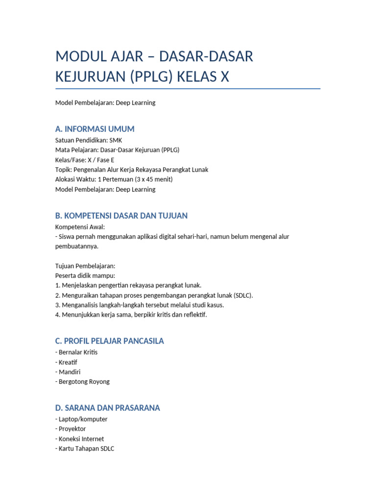 Modul Ajar PPLG Deep Learning Ramlawati | PDF