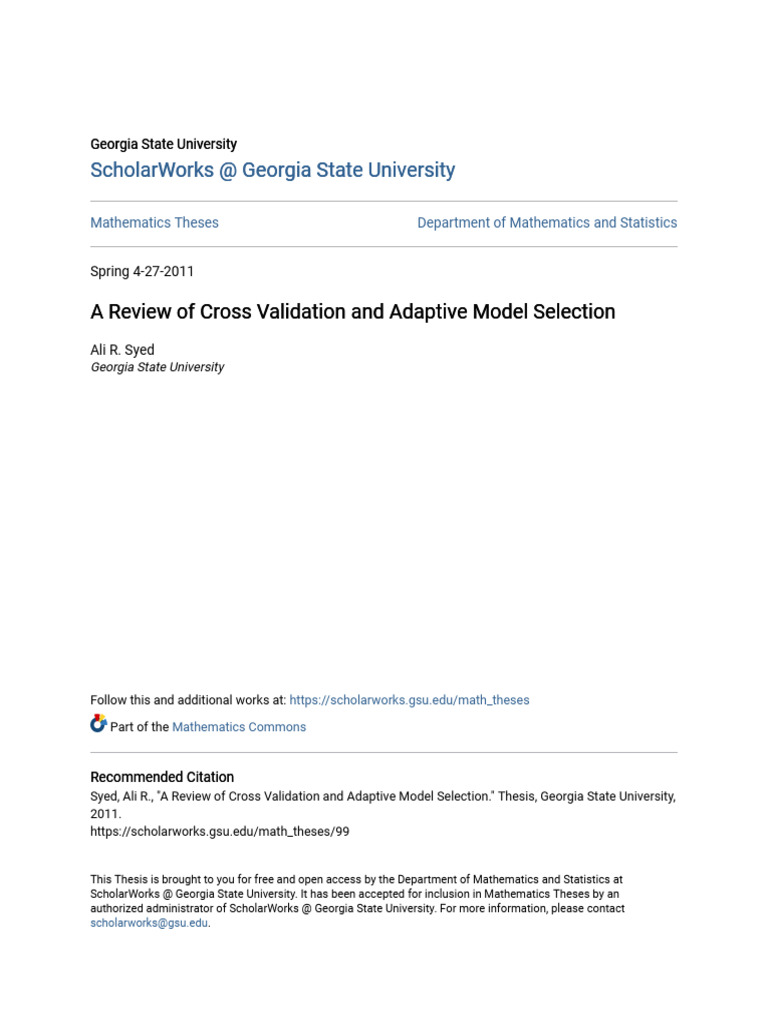A Review of Cross Validation and Adaptive Model Selection | PDF ...
